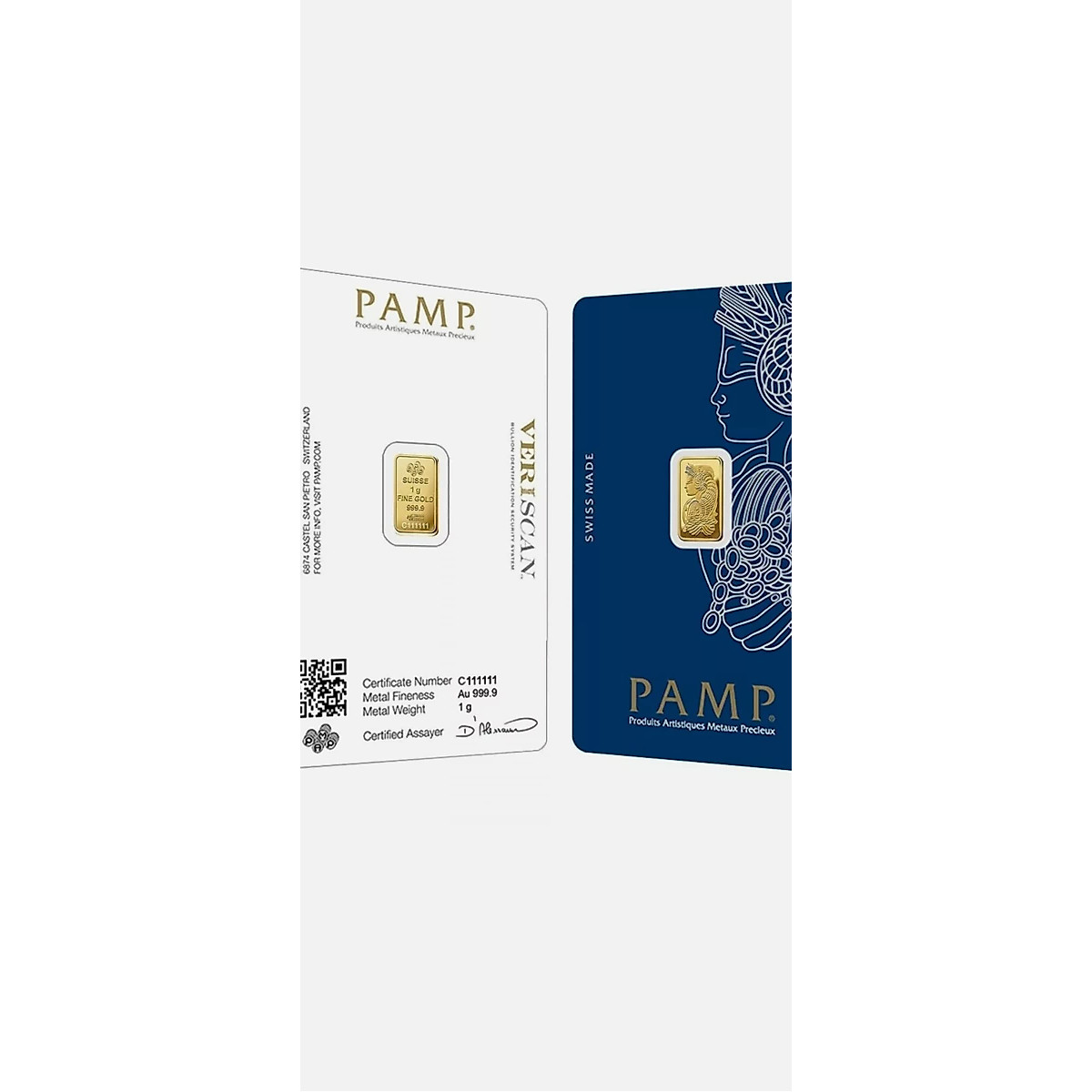 1 Gram Gold Bar PAMP Suisse Lady Fortuna Veriscan .9999 Fine (in Assay) Specifications: Condition:New in Assay Fineness:.9999 .