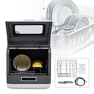 Portable Countertop Dishwasher, Mini Dishwasher, Compact Dishwasher, with Large Capacity, High-Temp & Air Dry Function, 3 Washing Programs, 360° Spray, Auto Dishwashing, for Apartments, Dorms, RVs