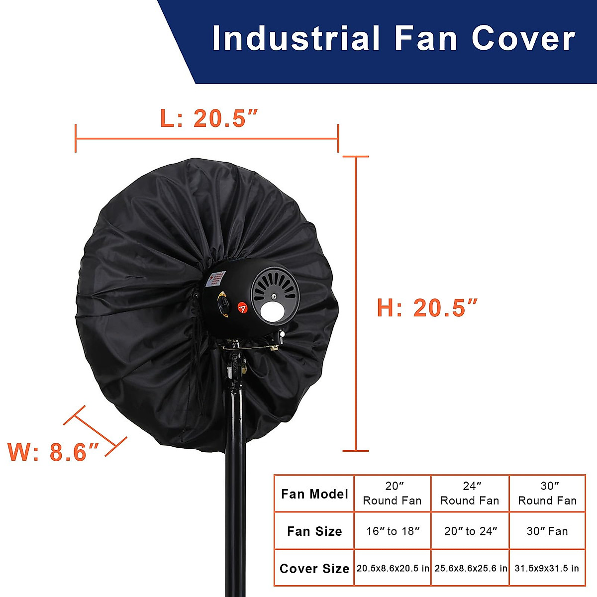 Industrial Fan Cover, Outdoor Fan Cover, Heavy Duty Waterproof & Dustproof Fan Cover for 16-20" Stand Pedestal Fan, Wall Mount Fan and Outdoor/Patios Use Fans, Suitable for Indoor Outdoor