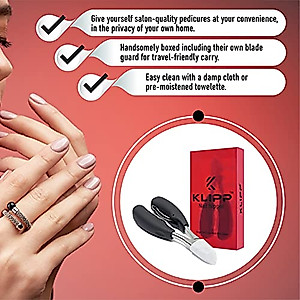 Toe Nail Clippers for Thick Nails – KLIPP Toenail Clippers Ingrown and Cuticle Nipper Trimmer Made of Rustproof Stainless Steel with Short Curved Blades, Ergonomic TPU Grips and Dual Spring Mechanism