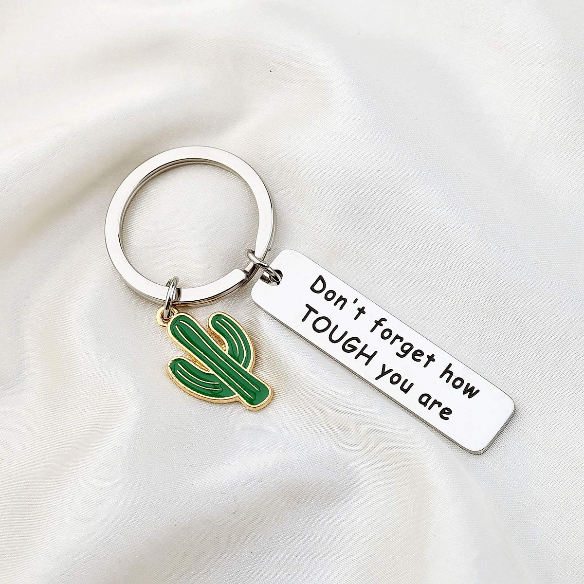 WSNANG Saguaro Cactus Keychain Don't Forget How Tough You Are Keychain Cactus Jewelry Inspirational Gift for Family Friends (Cactus Keychain)