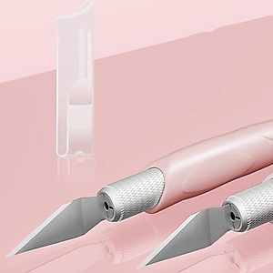 Craft Hobby Knife Exacto Knife with 10 Pcs Stainless Steel Blade Kit for DIY Art Work Cutting, Hobby, Stencil, Scrapbooking-11pack (Pink knife)