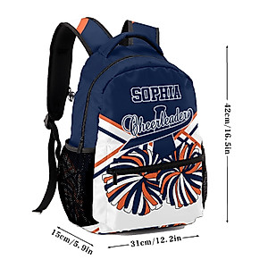 SunFancyCustom Custom Cheer Cheerleader Navy Blue Orange Personalized Causual Shoulder Bag Sports Leisure Camping Backpack for Women Men