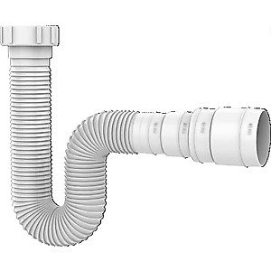 EasyDrain Universal P Trap - Expandable & Flexible ONE Side is a 1-1/2" NUT and The Drain Side is A Straight Drain Tube in 4 Common Sizes