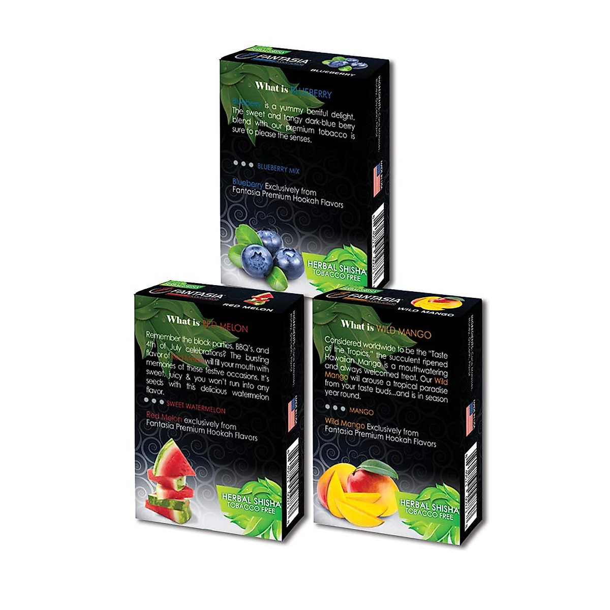 Fantasia Nicotine-Free Hookah, Hookah Shisha Flavors, Tobacco & Nicotine Free, Fruit Variety Pack, 50-Gram (Pack of 3) F3