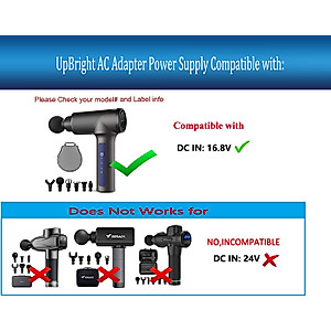 UpBright 16.8V AC/DC Adapter Compatible with Merach Percussion Massage Gun Muscle Vibrating Massager K1-Mini 2500mAh Li-ion Battery JINBEI MARS-3 TTL MARS-3TTL GRP864270-15C-14.8V Power Supply Charger