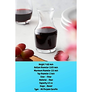 Single Serving Glass Wine Carafe 6.5 oz - Mini Decanters - Small Individual Carafes, set of 4 - w/coasters