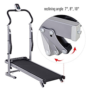 Soozier 2-in-1 Folding Walking Manual Treadmill Machine Sit Up Bench Running with LCD Screen Home Exercise Fitness