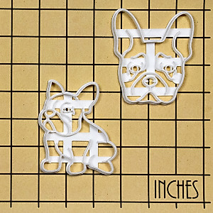 Set of 2 French Bulldog cookie cutters (Designs: Body & Face), 2 pieces - Bakerlogy