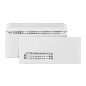 500 Number 10 Single Window Envelopes - Thick Gummed Seal - Designed for Secure Mailing of Quickbooks Checks, Invoices, Business Statements, Personal Letters - 4 1/8 x 9 1/2