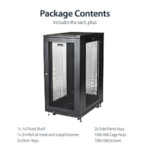 StarTech.com 4-Post 24U Server Rack Cabinet, 19" Data Rack Cabinet for IT / Network Equipment, with Adjustable Mounting Rails