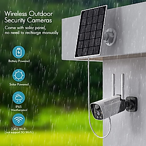 Menggood 2K Outdoor Camera Wireless, 2.4G WiFi Solar Security Cameras Wireless Outdoor with Color Night Vision/PIR/Spotlight & Siren/2-Way Talk, Cloud/SD, Alarm Push(2 Pack)