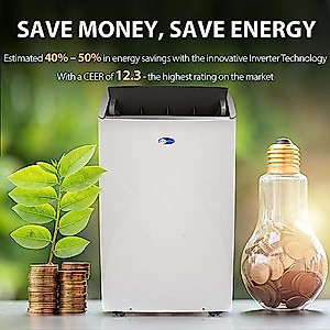 Whynter ARC-1230WN 14,000 BTU (12,000 BTU SACC) NEX Inverter Dual Hose Cooling Portable Air Conditioner, Dehumidifier, and Fan with Smart Wi-Fi, up to 600 sq ft in White