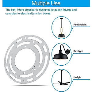 2 Pack Light Fixture Mounting Bracket 4 Inches Diameter,Round Universal Light Crossbar, with Ground Screw and Acorn Cap Nuts for Mount Wall Light