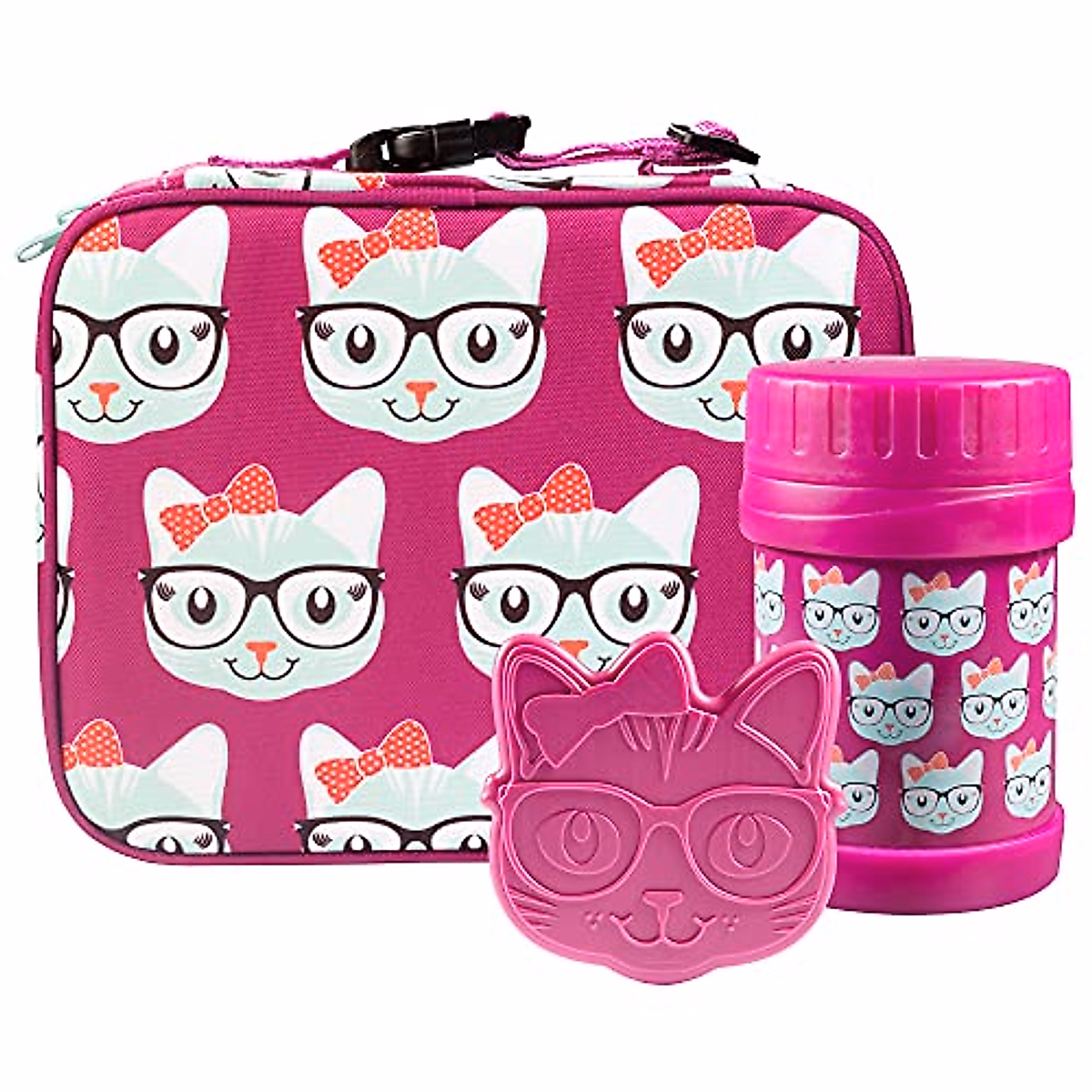 Kitty Reusable Hard Ice Pack Set of 3 - Fits Easily Inside Kids Lunch Box, Bento or Insulated Bag - Long Lasting, Slim, Lightweight Design - Cool Freezer Packs Keep Food Cold For Hours- Back To School