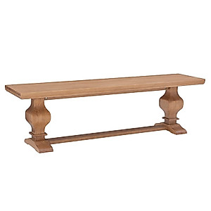 Powell Furniture Linon Larson Pine Wood Bench in Rustic Honey Brown