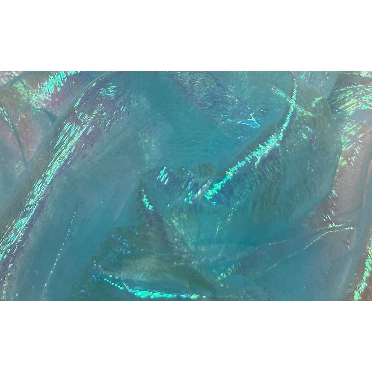 45 inch Turquoise Iridescent Crushed Shimmer Organza Fabric by The Yard