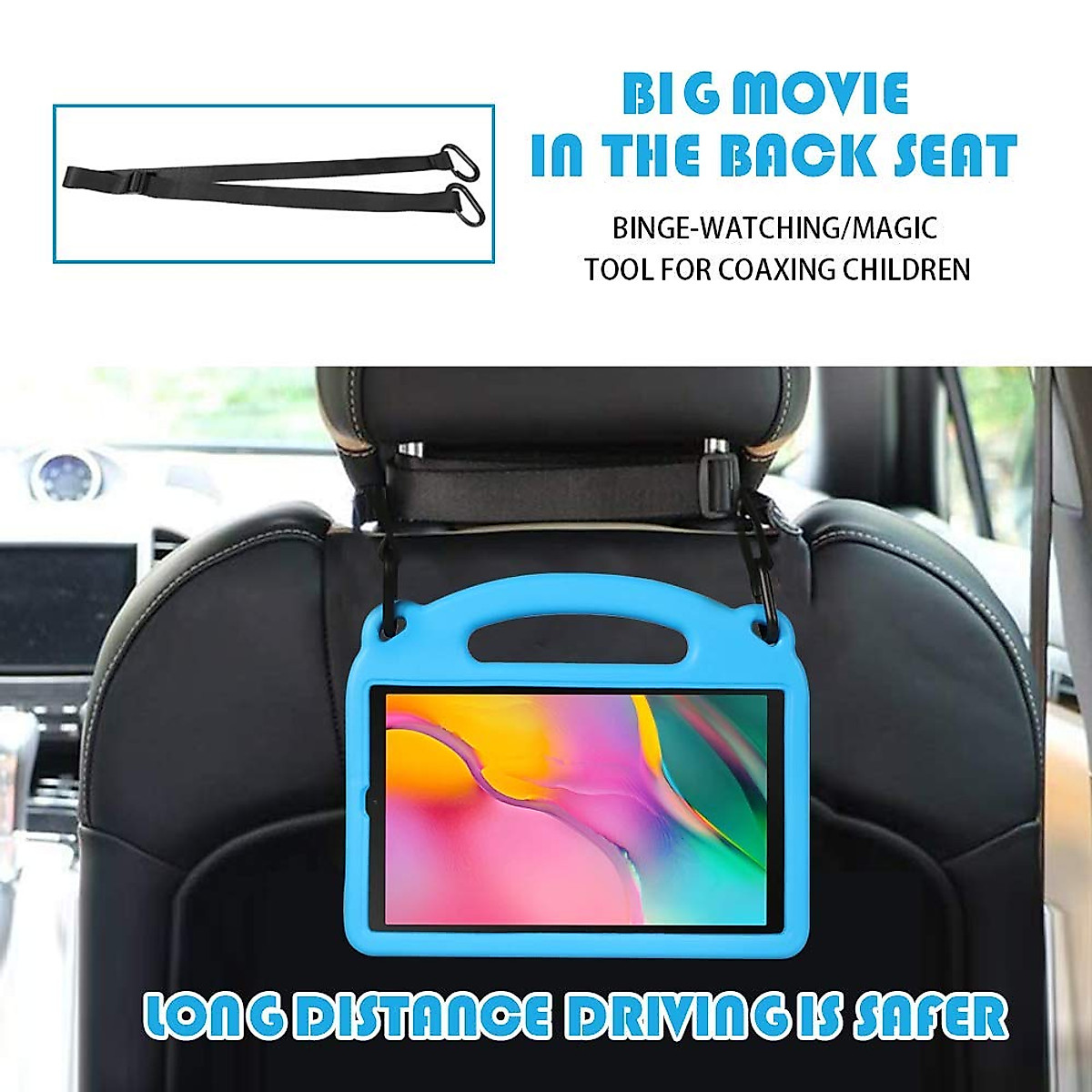 FIREVASE Tablet Case for Samsung Galaxy Tab A 10.1 Inch (2019), ONLY FIT SM-T510/SM-T515, EVA Shock Proof Light Weight Professional Kids Case, with Handle Built-in Bracket & Shoulder Strap (Blue)