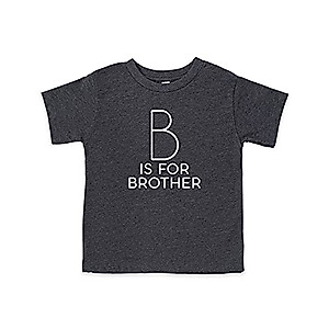 ELLA COLE COMPANY Big Brother Shirt for Toddler B is for Brother T-Shirt (Dark Grey, 2T)