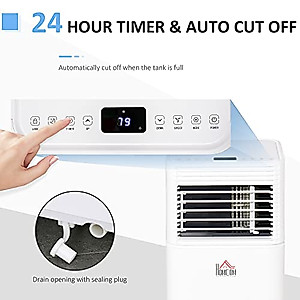 HOMCOM 10000 BTU Mobile Portable Air Conditioner for Cooling, Dehumidifier, and Ventilating with Remote Control, for Home Office, White