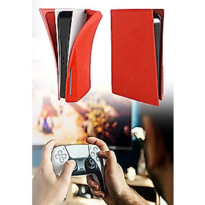 DOB SECHS Silicone PS5 Cover for Playstation 5 Disc Edition Console, Anti-Scratch, Anti-Fall PS5 Skin Protective Cover, Waterproof, Dustproof PS5 Console Cover, Red