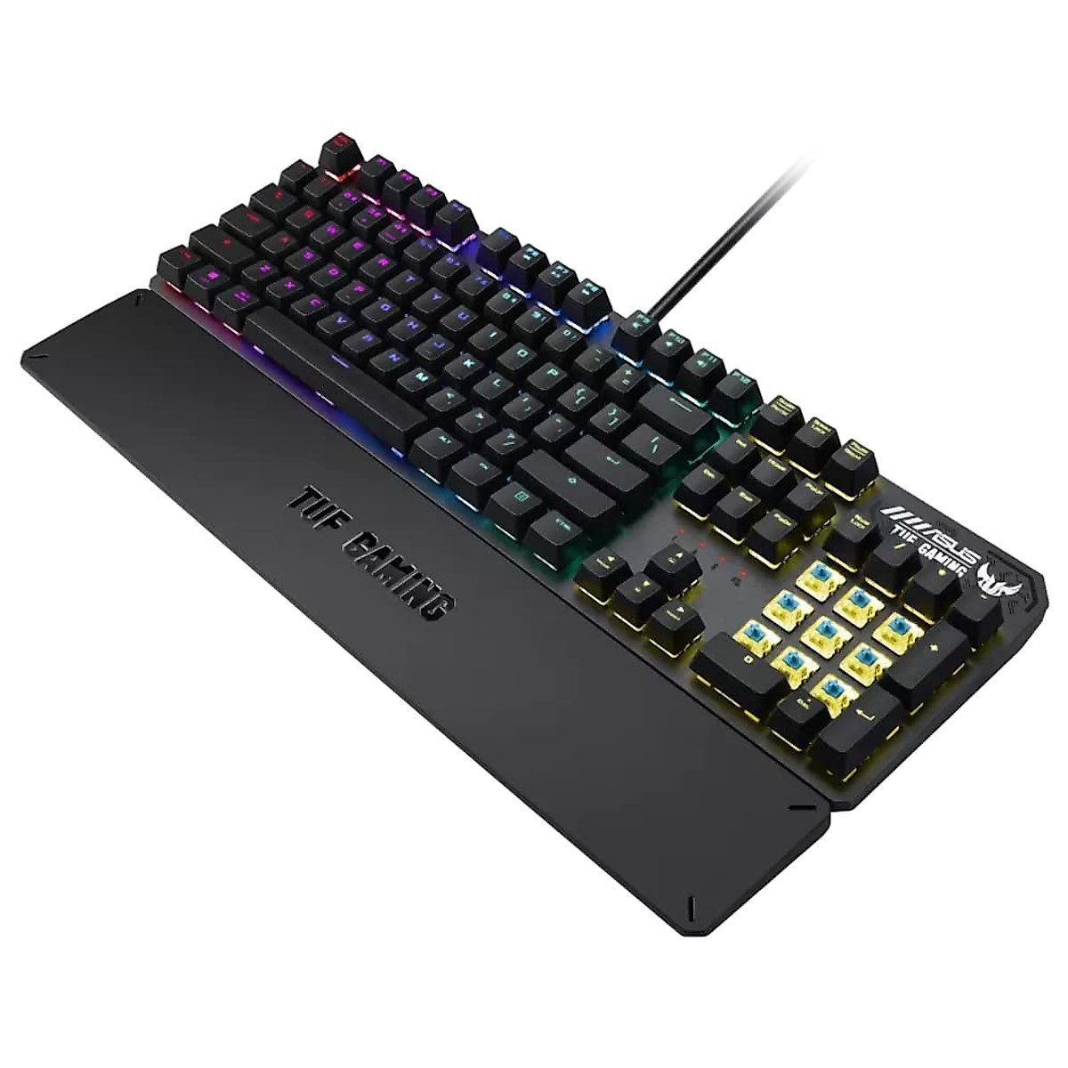 ASUS Mechanical PC Gaming Keyboard for PC - TUF K3 | Programmable Onboard Memory | Dedicated Media Controls, Aura Sync RGB Lighting | Detachable Magnetic Wrist Rest | Highly Durable | Black