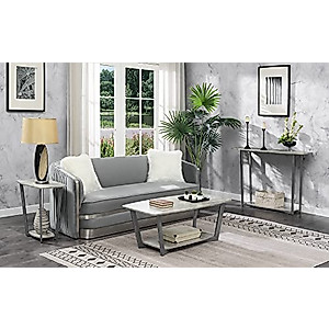 Convenience Concepts Graystone Coffee Table, Faux Birch / Slate Gray Frame