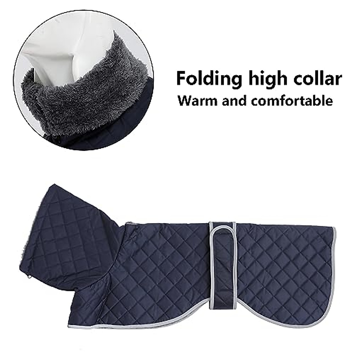 Greyhound Fleece Jumper,Greyhound Dog Winter Coat,Whippet Winter Coat Waterproof Windproof Outdoor Dog Apparel for Whippet Lurcher Salukis-Blue-3XL