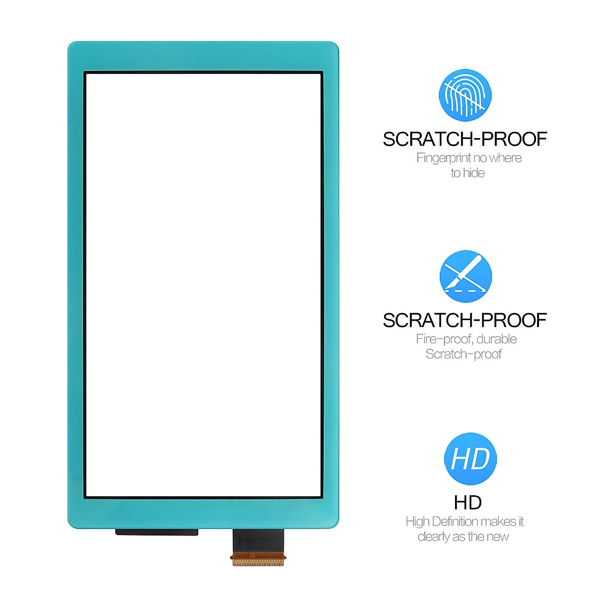 A-MIND Touch Screen Digitizer for Nintendo Switch Lite Only，Front Touch Panel Replacement Parts Repair Set + Tool Repair Kit + Screen Protector (Turquoise)