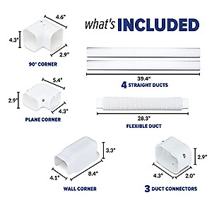 Sealproof Mini Split AC Line Set Cover Kit, 4" Decorative White Professional Grade PVC Kit Provides 15 FT Line Coverage for Ductless Mini Split Air Conditioners and Heat Pumps