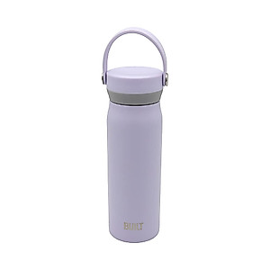 BUILT Cascade Double Wall Vacuum Insulated Stainless Steel Wide Mouth Water Bottle with Comfort Grip and Carry Handle Lid, 20 ounces, Lavendar
