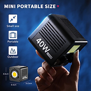ULANZI LT028 40W Portable LED Video Light with 3400mAh Build-in Battery, Metal Mini Dual Color Temperature COB Continuous Output Lighting Handheld Spotlight 2500K-6500K for Video