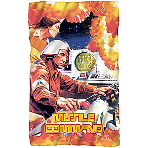 Atari Missile Command Fleece Blanket White 36X58