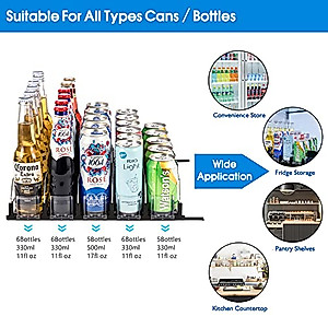 CINPIUK Drink Organizer for Fridge, Soda Can Dispenser for Refrigerator, Beverage Pusher Glide Drinks Dispenser Adjustable Width, Water Bottle Beer Can Stroage Rack for Kitchen, Pantry