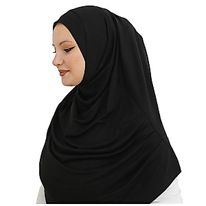 Prien Ready To Wear Hijab For Women, Instant Turban, Soft Muslim Scarf For Prayer, Long Hijabs, Islamic Clothes, Jersey Abaya (Black)