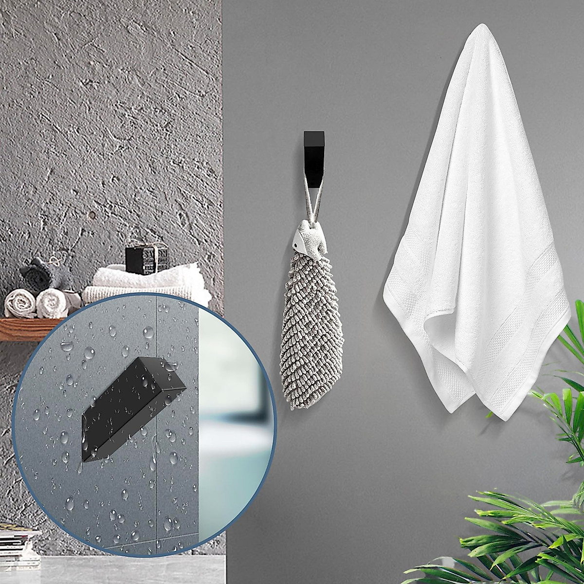 Ranzdn Black Towel Hooks Wall Mounted, SUS 304 Stainless Steel Towel & Robe Hooks, Modern Heavy Duty Wall Hooks Waterproof for Bathroom and Outdoor, Matte Black (4-Pack)