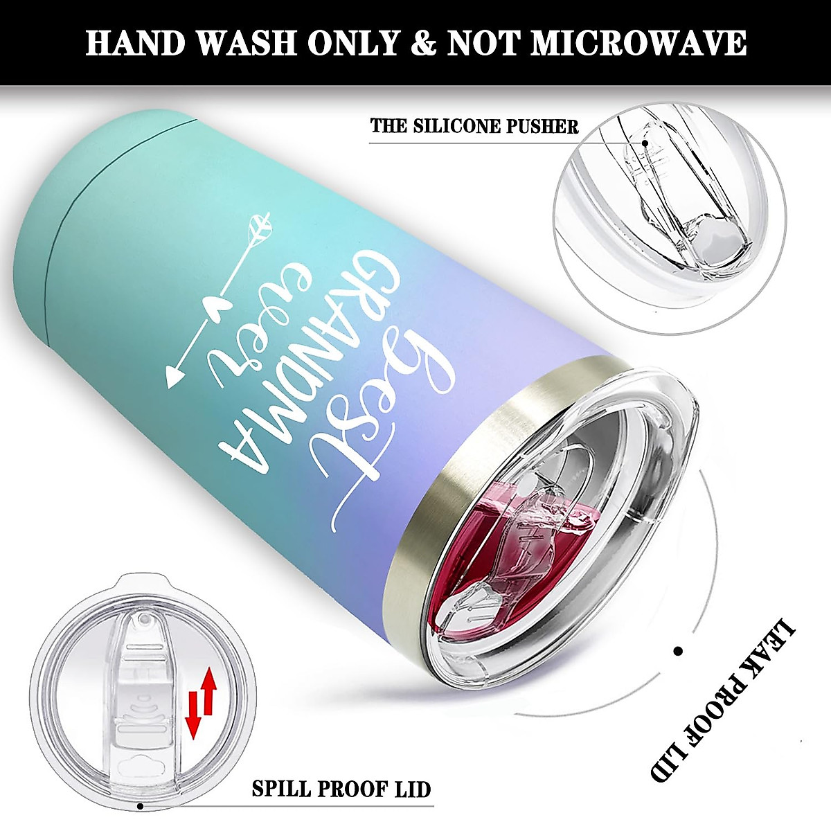 Fufandi Grandma Gifts, Best Grandma Ever - Grandma Gifts from Grandchildren - Gifts Ideas for Grandma - Mothers Day Christmas Birthday Gifts for Grandma, Grandmother, Nana - Tumbler Cup 20oz