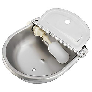 Artilife Automatic Waterers Stainless Steel Auto-Waterer Bowl Float Valve Water Bowl with Drain Hole and Plug for Horse Cattle Goat Sheep Dogs