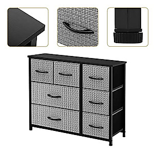 AZL1 Life Concept Dresser Storage Furniture Organizer-Large Standing Unit for Bedroom, Office, Entryway, Living Room and Closet-7 Removable Fabric Drawers, Black and White
