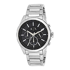 A｜X ARMANI EXCHANGE Men's Chronograph Stainless Steel Watch, Color: Silver/Black (Model: AX2600)