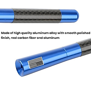 BESULEN Car Short Antenna, 4.7 Inch Carbon Fiber American Flag Aluminum Auto Radio Antenna for AM/FM Reception, Universal Replacement Car Antenna with 9 Adapters, 2 Screws, 2 Rubber Rings