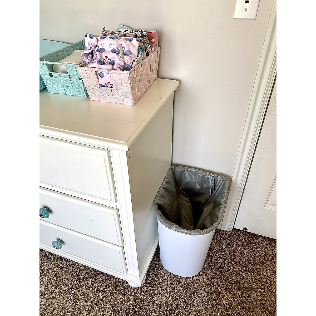 ALVABABY Reusable Diaper Pail Liner for Cloth Diaper,Rubbish Bag,Laundry,Kitchen Garbage Cans (Black Grey, Small Size：5 Gallon) LLS-B2629