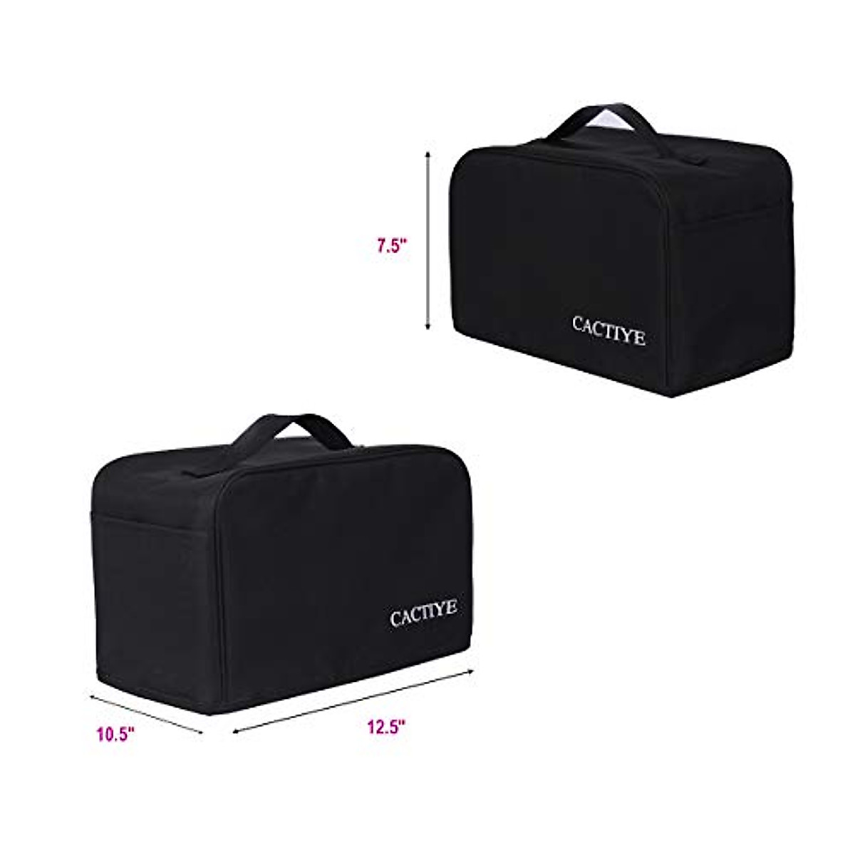 Toaster Dust Cover with Pockets Compatible with Cuisinart 4 Slice Toaster, Can Hold Jam Spreader Knife & Toaster Tongs, Dust and Fingerprint Protection, Black (12.5 * 10.5 * 7.5, black)