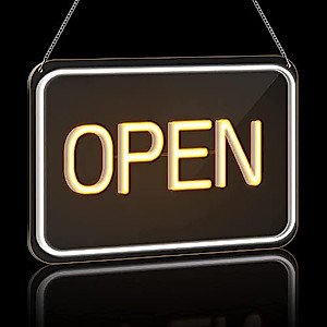 LED Open Signs for Business, 16"x 9" Neon Open Sign, High Brightness Warm White Light Up Sign with Chain, for Small Business, Store, Bar, Hotel, Cafe, Florists