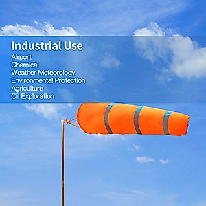 Anley 30 Inch Windsock - Rip-stop Polyester Wind Direction Measurement Sock Bag with Reflective Belt - For Outdoors Airport Farm & Park - Orange 2.5 Feet