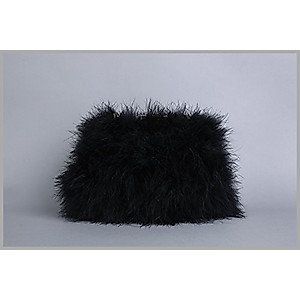Zarapack Womens' Genuine Fluffy Feather Fur Clutch Shoulder Bag (Black)