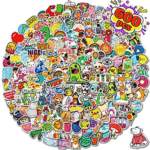 600Pcs Water Bottle Stickers, Stickers for Kids, Cute Vinyl Aesthetic Sticker Packs for Water Bottle Laptop Scrapbook Computer Hydroflask Teacher Stickers Bulk for Teens Girls Kids Adults