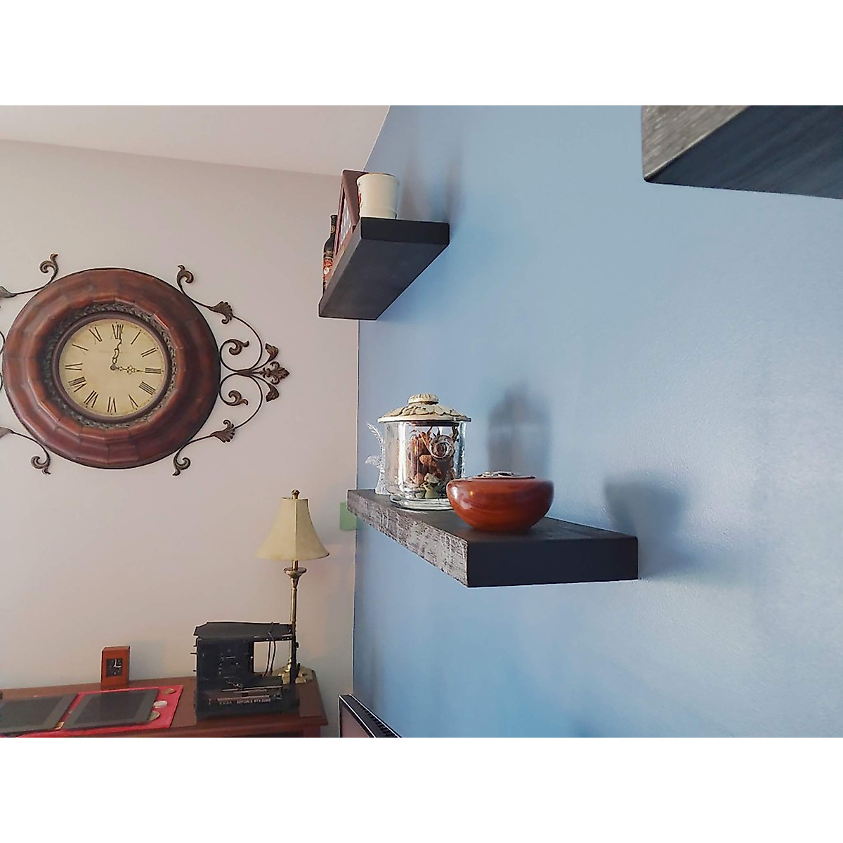 Joel's Antiques | Floating Shelves for Wall | Made of Natural Wood and Easy Install | Heavy Duty Rustic Book Shelves | Perfect for Bathroom, Kitchen, Living Room | 2 inches Thick | 6 inches deep