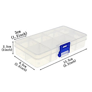 Saim Plastic Organizer Container Storage Box Adjustable Divider Removable 8 Grid Compartment for Jewelry Beads Earring Container Tool Fishing Hook Small Accessories 5 Pcs