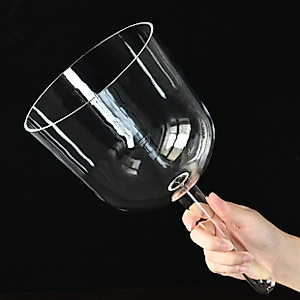 7 Inch E Note Hollow Handle Clear Quartz Crystal Singing Bowl With Handle Case